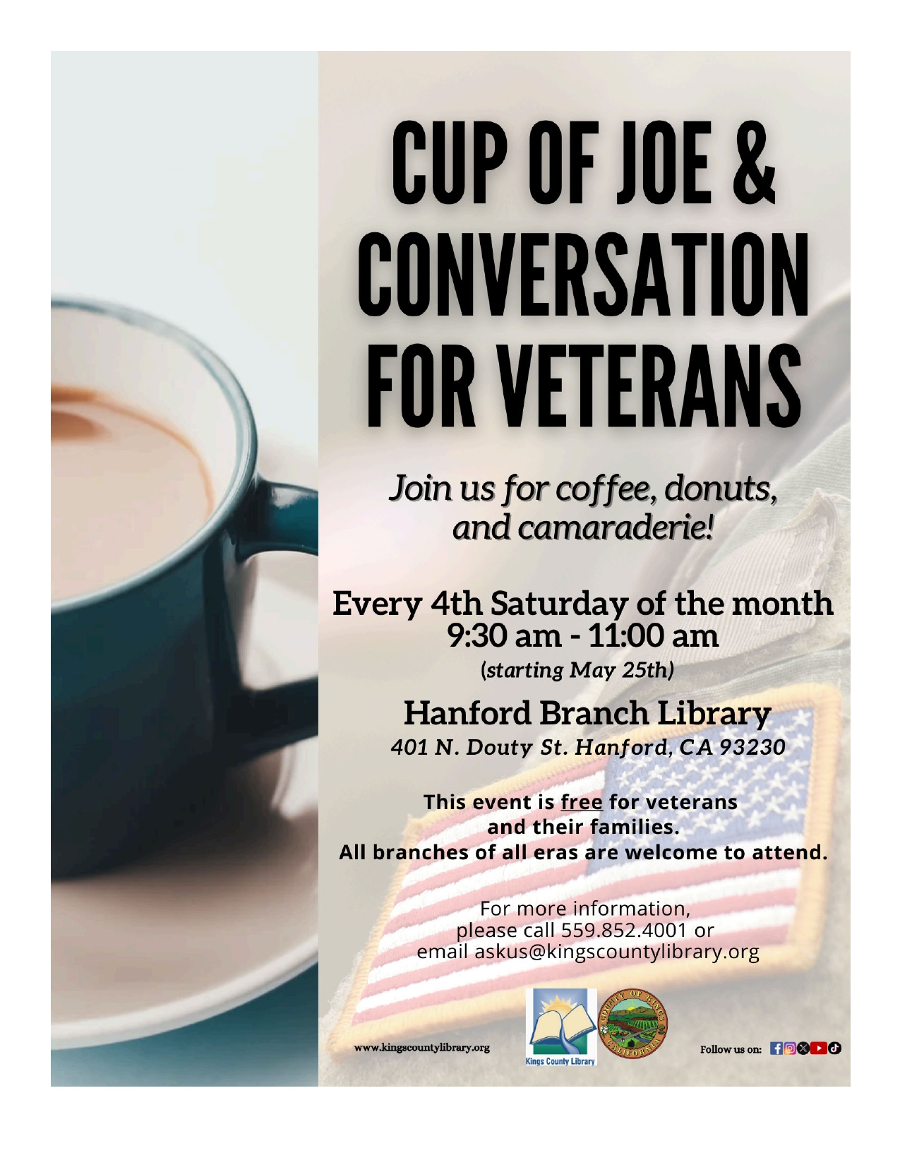 Cup of Joe & Conversation for Veterans - Every 4th Saturday - AMVETS ...